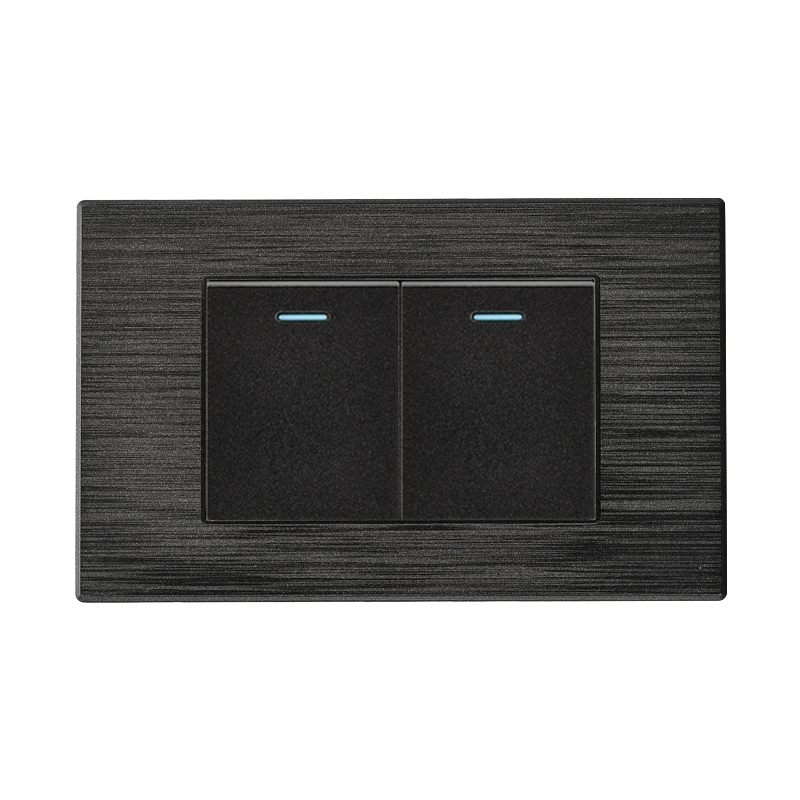 Plastic Switch LYKQ-2 Gang 1 Way-BLACK