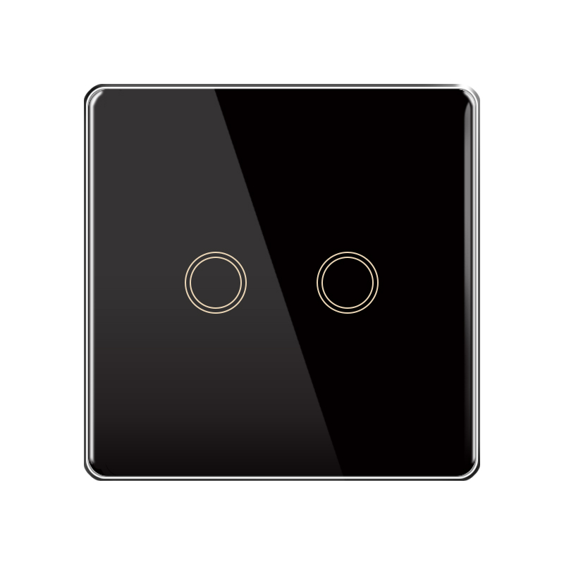 Tempered Glas Switch ABG-2 Gang touch switch-Black