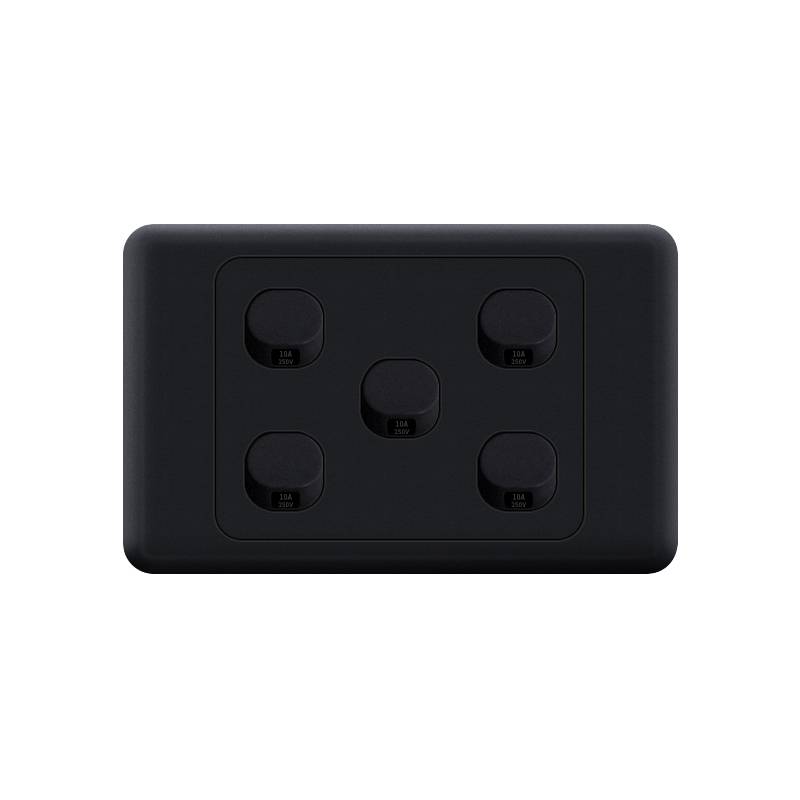Australia Type-AS 5 Gang 2 Way switch-Black